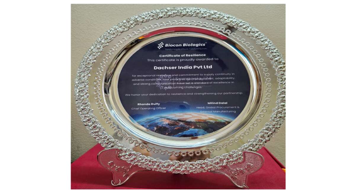 DACHSER India Honoured with the Prestigious Certificate of Resilience ...